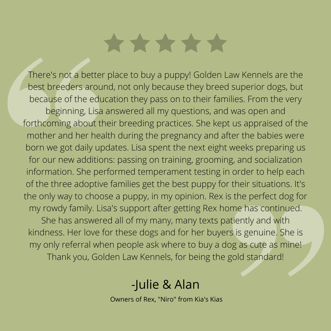 Testimonials - Golden Law Kennels
